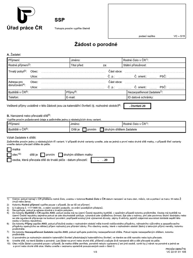 Zadost o Porodne 2022 | PDF