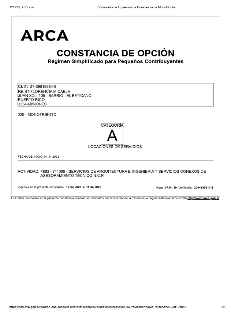 Constancia de CUIT | PDF