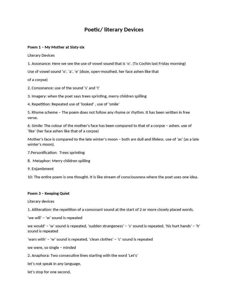 Poetic Device grade 12 | PDF | Poetry | Poetics
