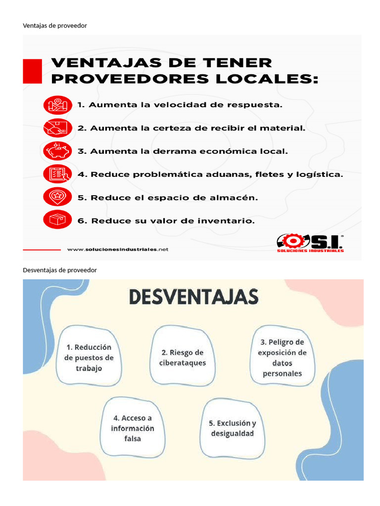 Ventajas y Desventajas de Proveedores | PDF