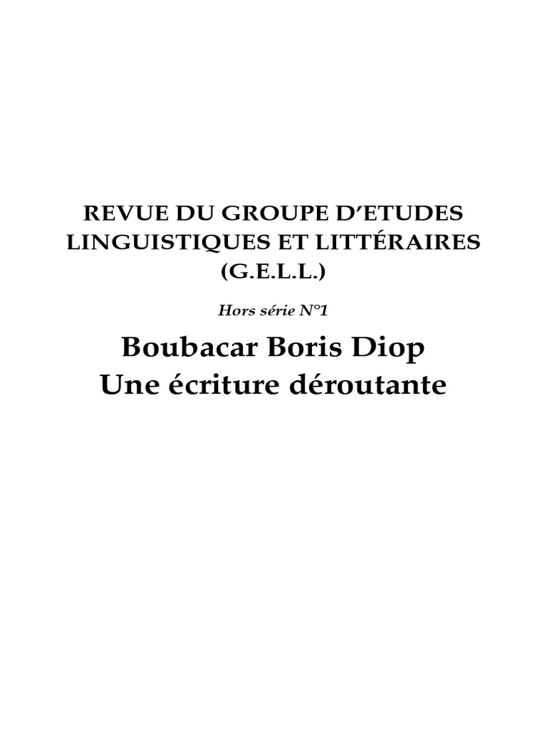 Écriture déroutante de Boubacar Diop | PDF | Romans | Sémiotique