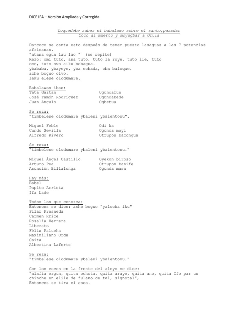 DICE IFA Version Ampliada y Corregida | PDF | Santeria
