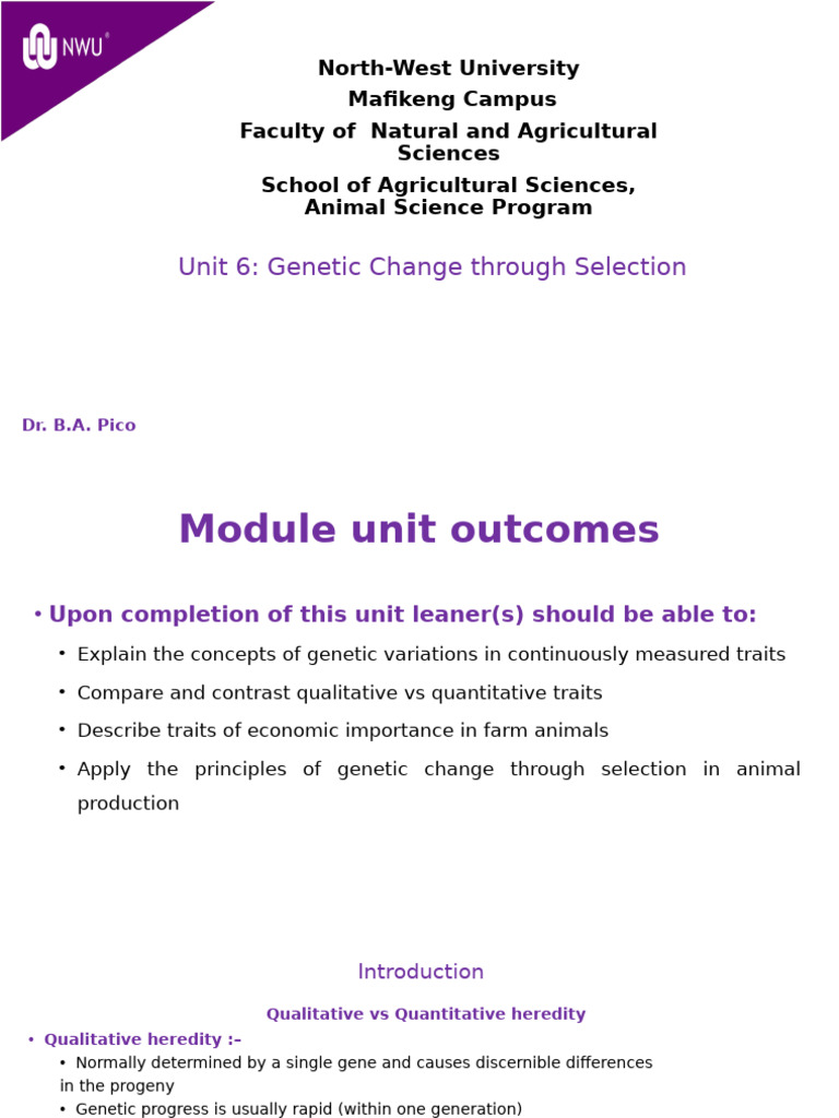 Genetic Change in Animal Selection | PDF | Genotype | Heredity