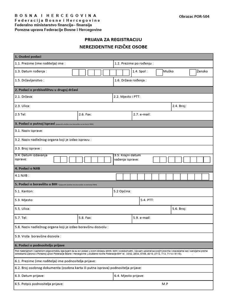 Registracija Fizicke Osobe | PDF