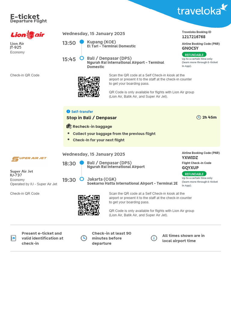 FLIGHT#1-Erna Karningsih-KOE-GNOCSY, GQYXUP-CGK-FLIGHT_ORIGINATING | PDF | Aviation | Airlines