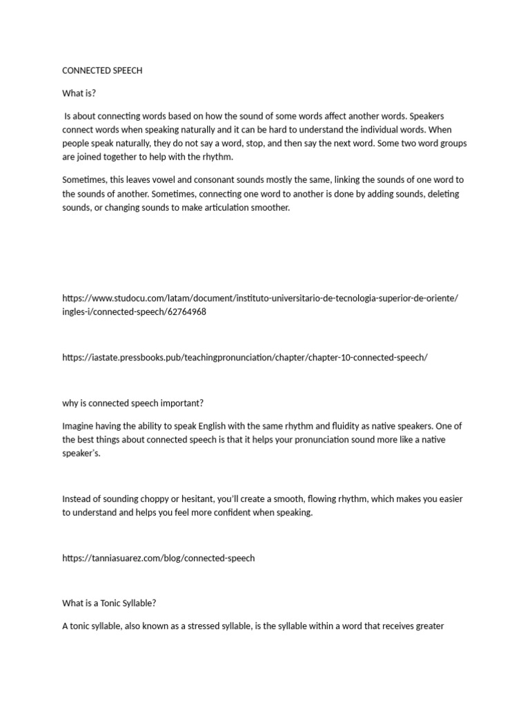 Connected Speech | PDF