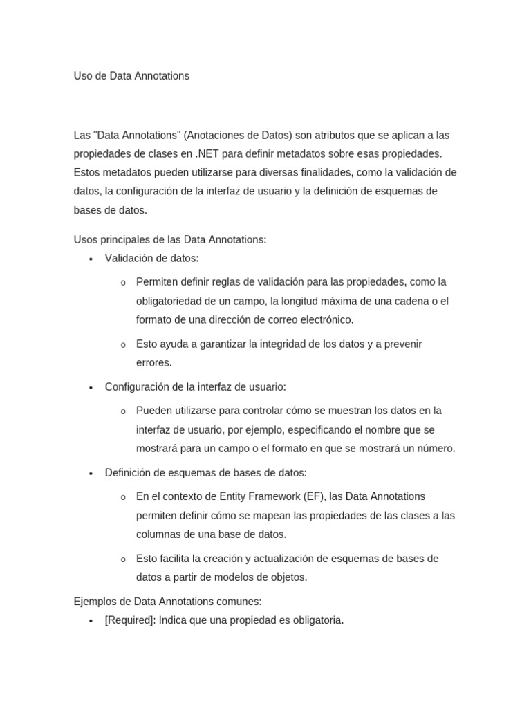 Guía sobre Data Annotations en .NET | PDF | C Sharp (lenguaje de ...