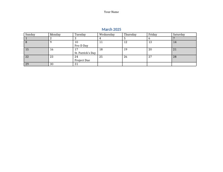 March 2025 Calendar | PDF