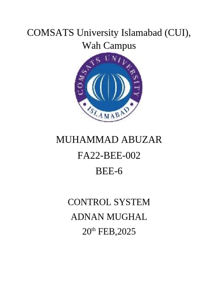 Control System Lab 1 Report-1 | PDF