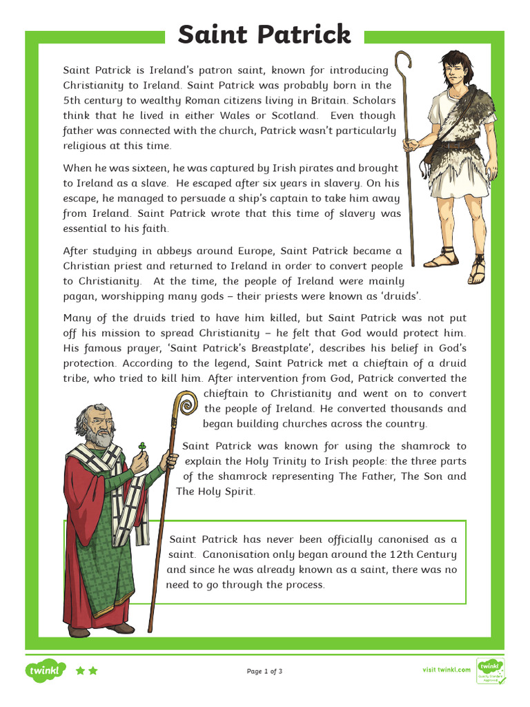 Life and Legacy of Saint Patrick | PDF | Saint Patrick | Religious ...