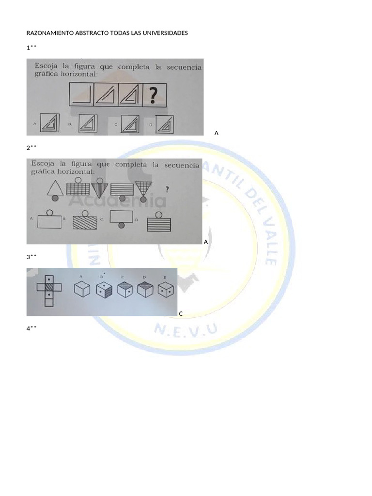 Test de Razonamiento Abstracto y Respuestas | PDF