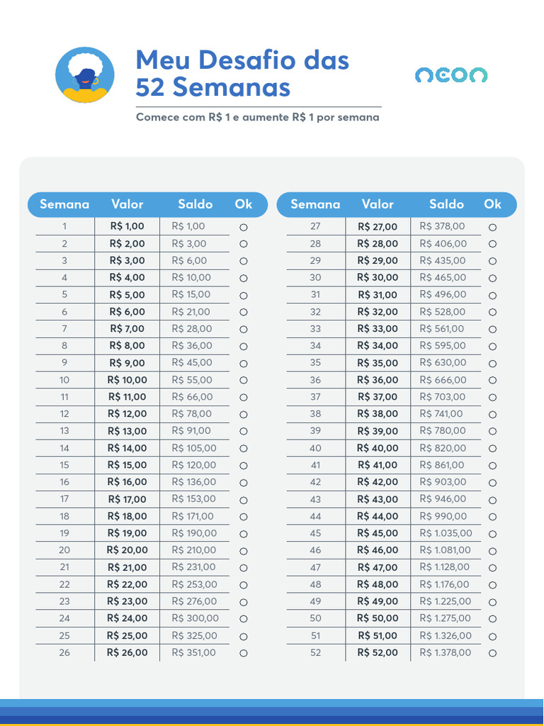Desafio das 52 Semanas Financeiras | PDF