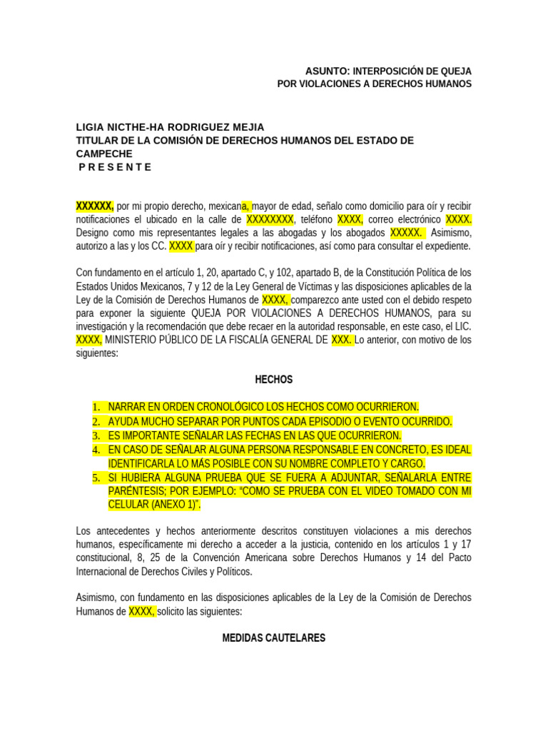 Queja CNDH | PDF | Derechos humanos | Gobierno