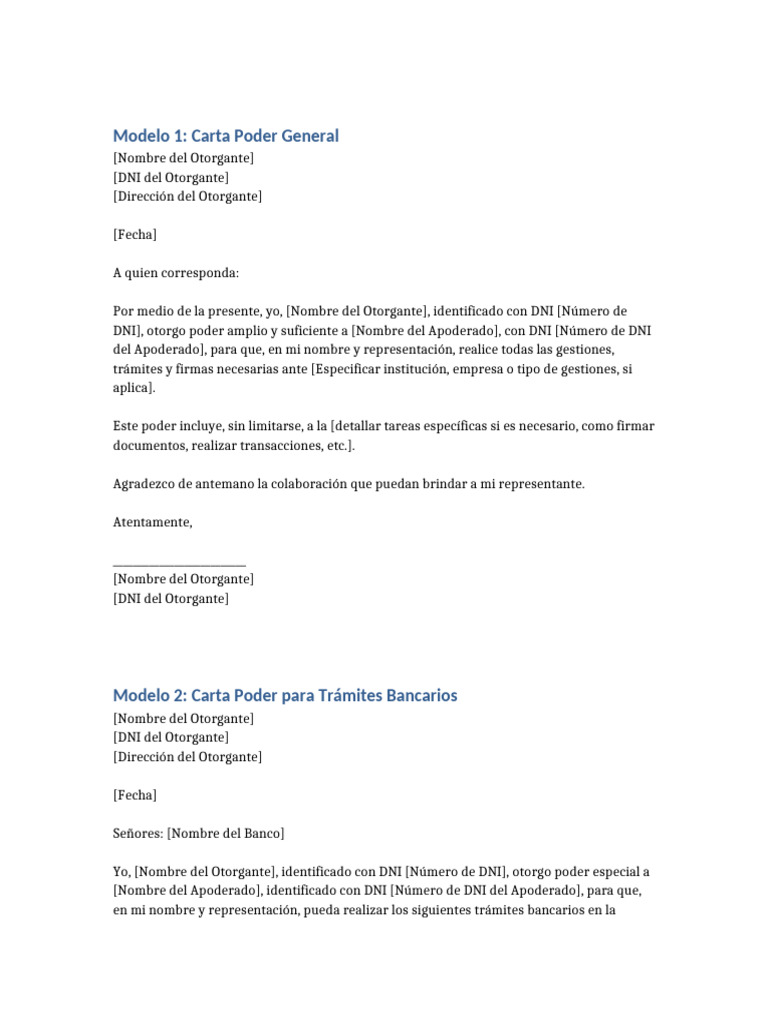 Modelos Carta Poder | PDF