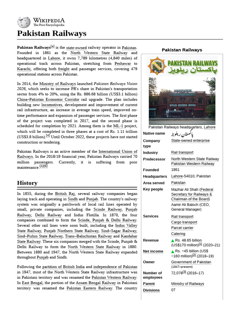 Overview of Pakistan Railways Operations | PDF | Rail Transport | Transport