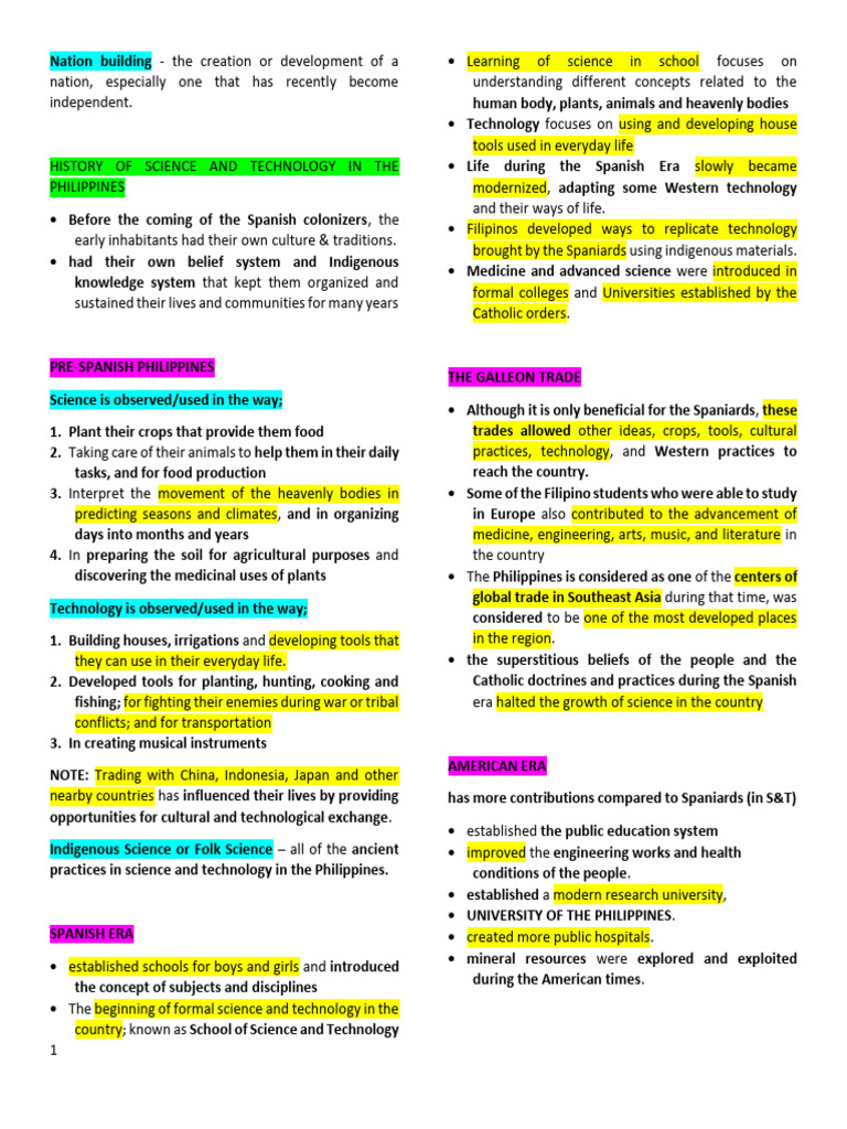 Nation Building Reviewerr | PDF | Science | Spanish Empire