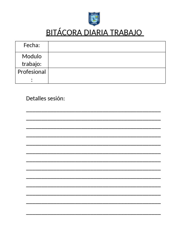 Bitácora Diaria Trabajo Estudiante José Adasme 6 | PDF
