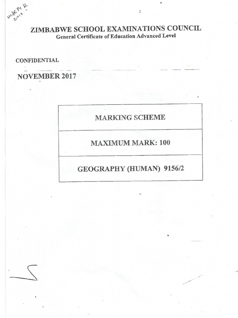 A'Level Geo P2 N2017 Marking Guide | PDF