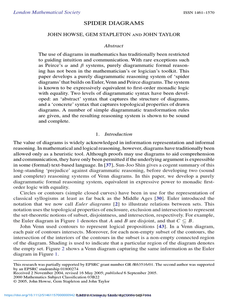 Spider Diagrams: A Formal Reasoning System | PDF | Vertex (Graph Theory ...
