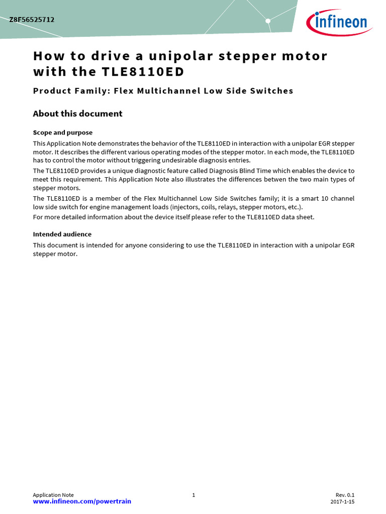Infineon-How To Drive A Unipolar Stepper Motor With TLE8110ED-AN-v01 00 ...