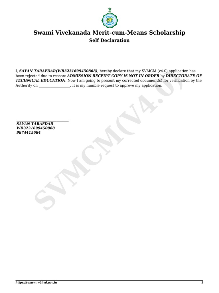 Self Declaration | PDF