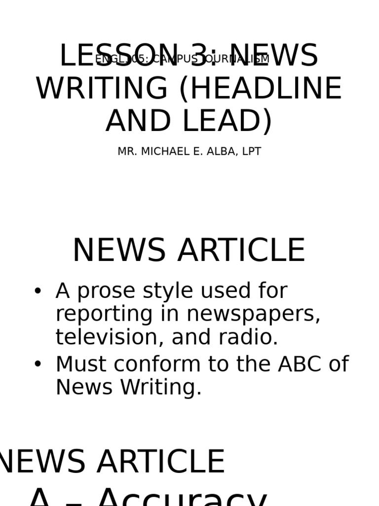 Lesson 3 News Writing | PDF | News | Verb