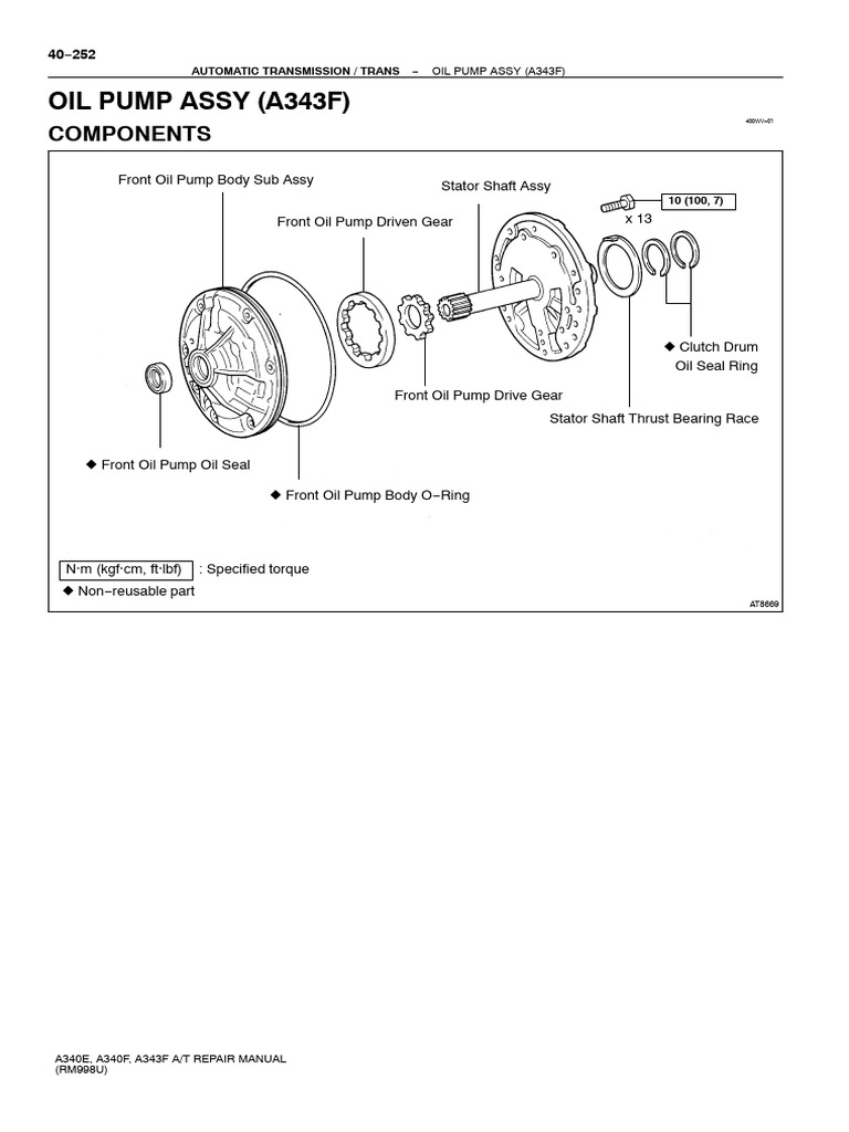 A343F Automatic Transmission Oil Pump Parts | PDF