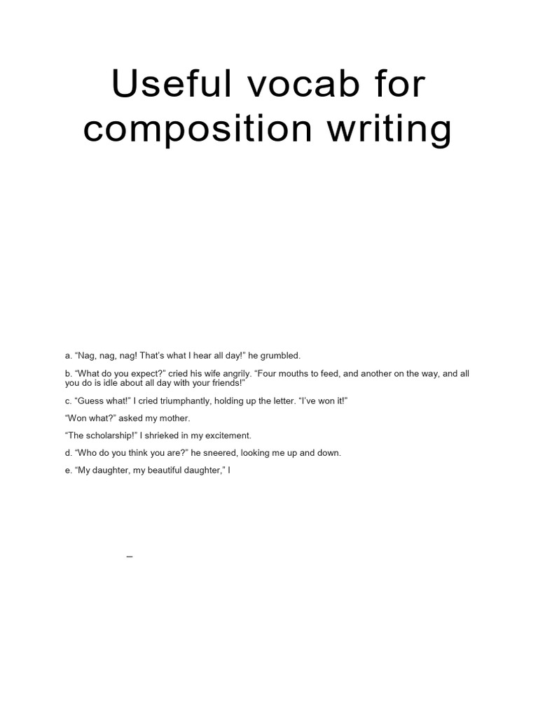 Essential Vocabulary for Composition Writing | PDF | Sky | Anger