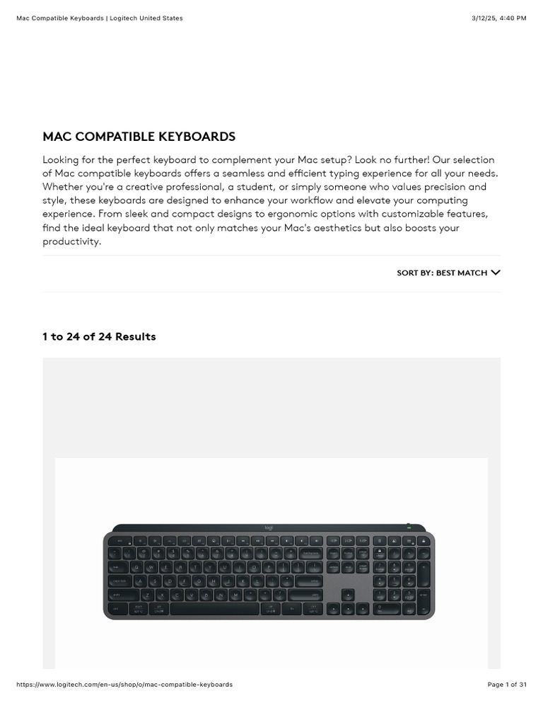 Mac Compatible Keyboards - Logitech United States | PDF | Computer ...