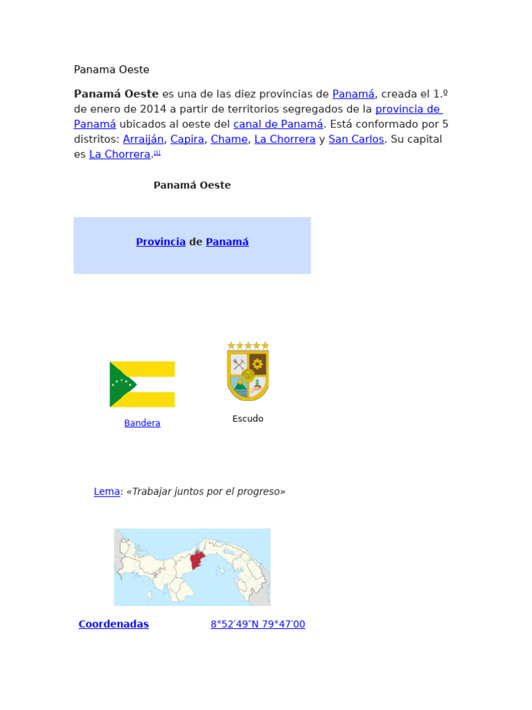 Historia de Panamá Oeste | PDF