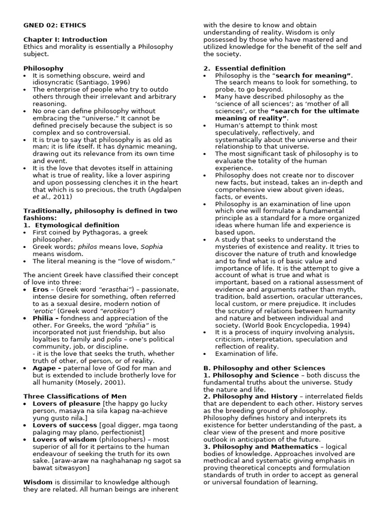 LET-104-Gen-Ed-Ethics (1) | PDF | Morality | Reason