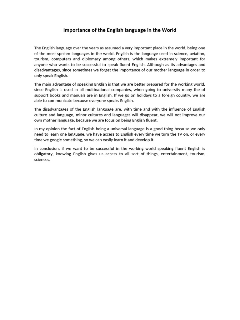 Significance of English in Global Success | PDF