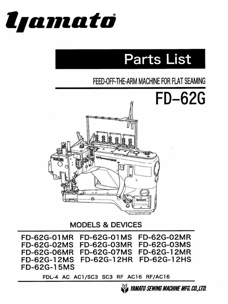 FD-62G Flat Seaming Machine Parts Guide | PDF | Sewing Machine | Machines