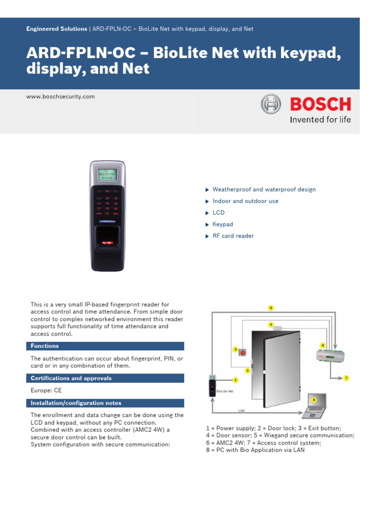 ARD FPLN OC - BioLit Data Sheet EnUS 1368728331 | PDF | Access Control ...