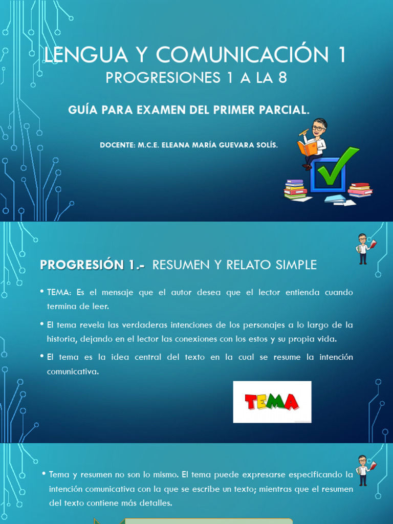 Lengua_y_comunicación1_Guía Examen 1er Parcial | PDF | Comprensión lectora | Ciencia cognitiva