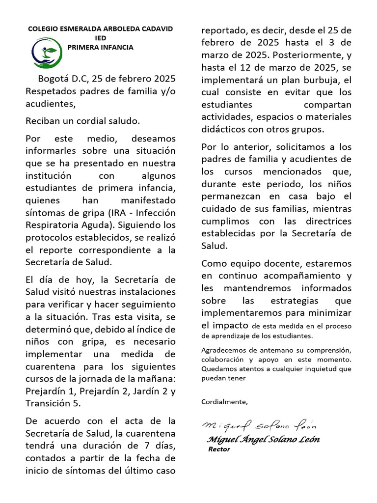 Cuarentena en Primera Infancia IED Esmeralda | PDF