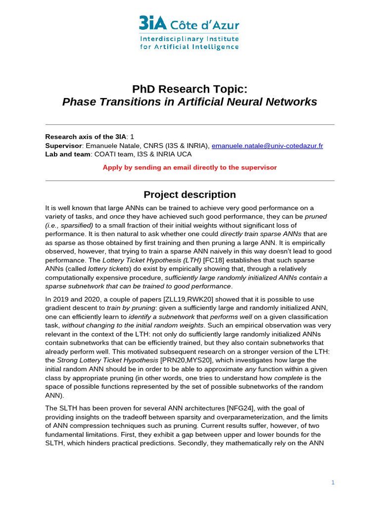 Phase Transitions in Artificial Neural Networks Emanuele Natale | PDF | Theoretical Computer ...