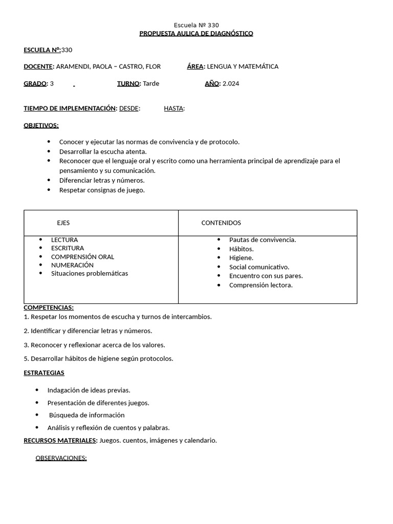 Diagnostico 3 PAO FFLOR | PDF | Aprendizaje