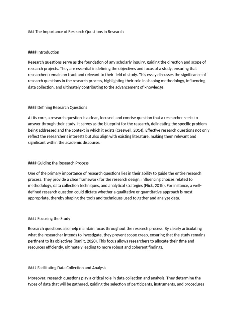 The Importance of Research Questions WPS Office | PDF | Quantitative ...