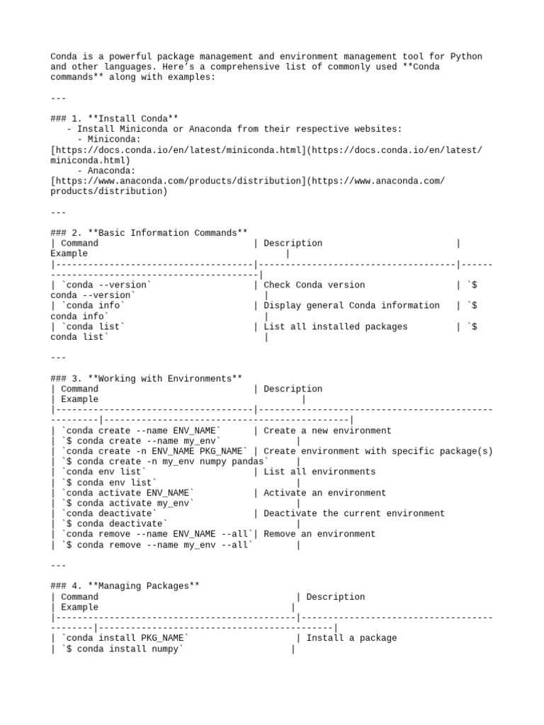 conda_commands | PDF | Software | Information Technology