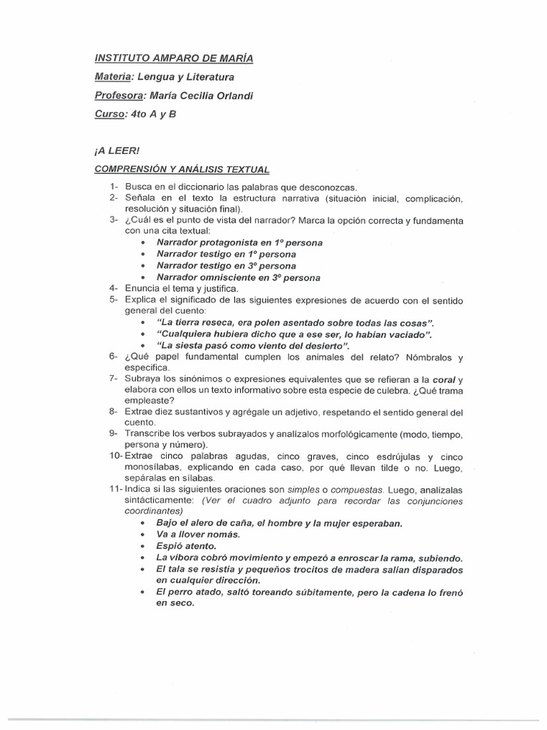 Lengua 4to Año | PDF