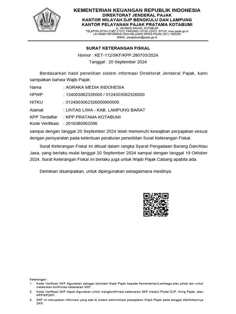 Cetakan Surat Keterangan Fiskal | PDF