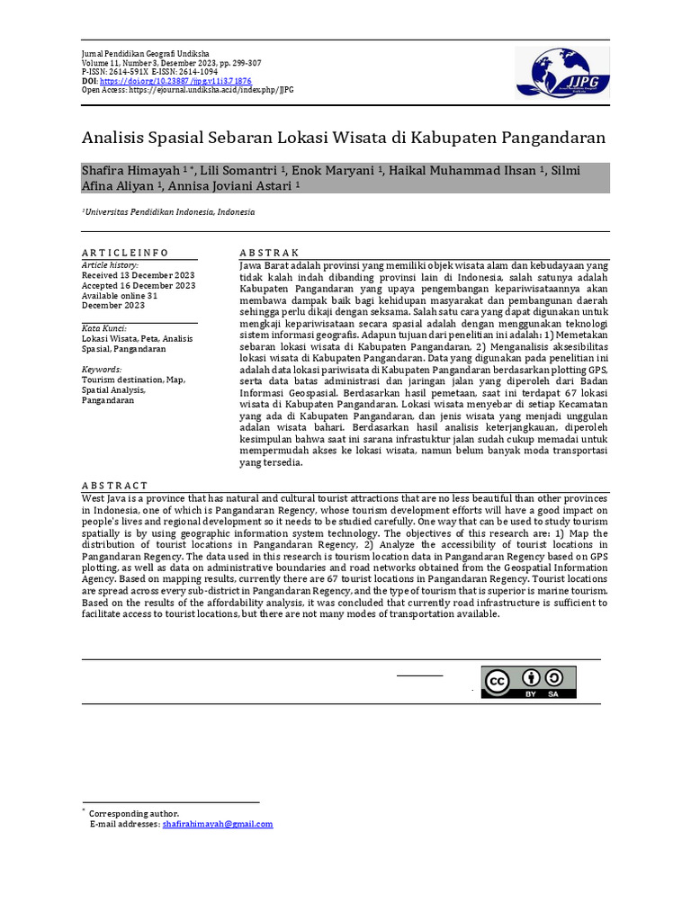 Analisis Spasial Sebaran Lokasi Wisata Di Kabupaten Pangandaran | PDF