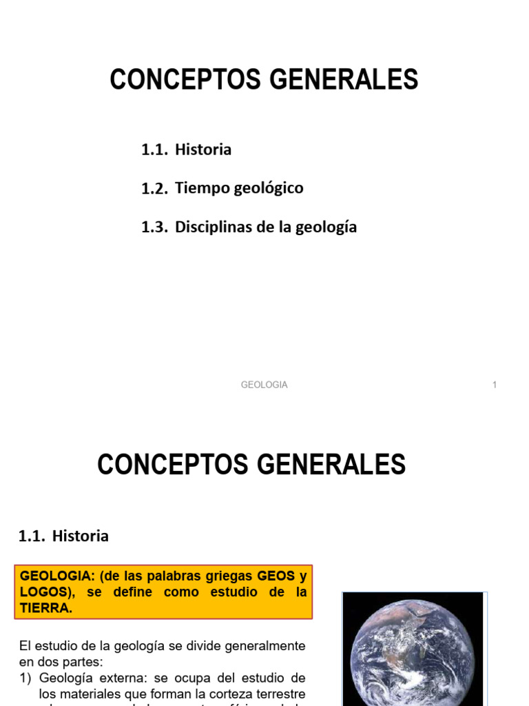 Tema 1 - Conceptos Generales - Geologia | PDF | Escala de tiempo geológico | Ciencias Naturales