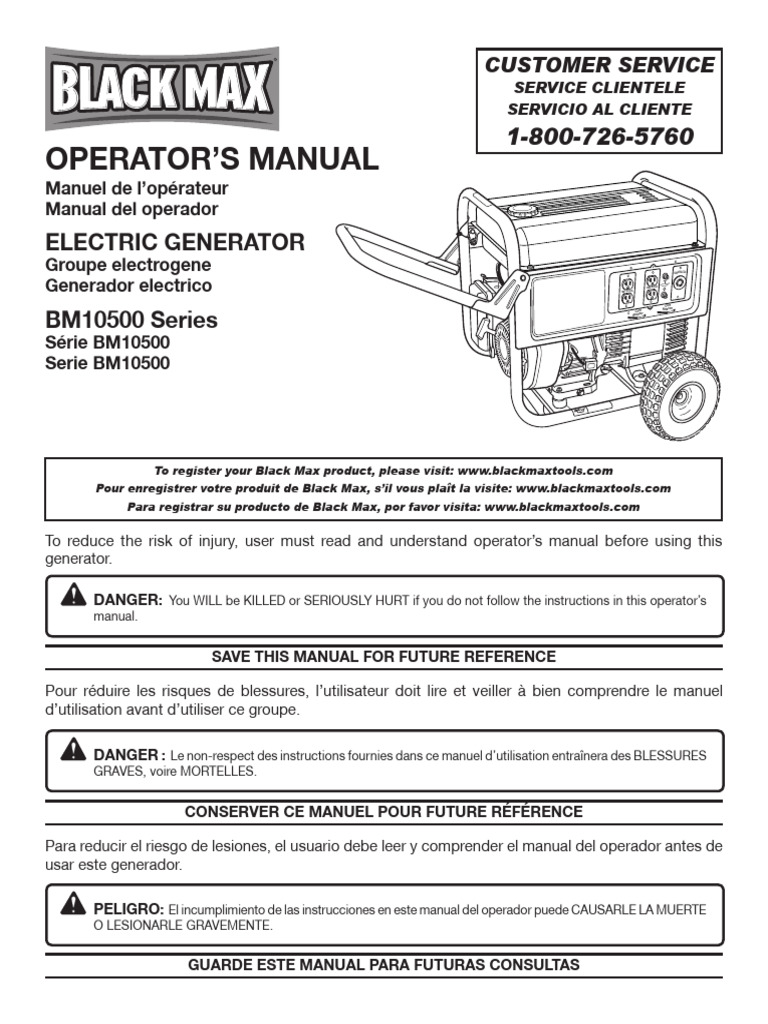 MANUAL DEL OPERADOR GENERADOR BM10500 MAN | PDF