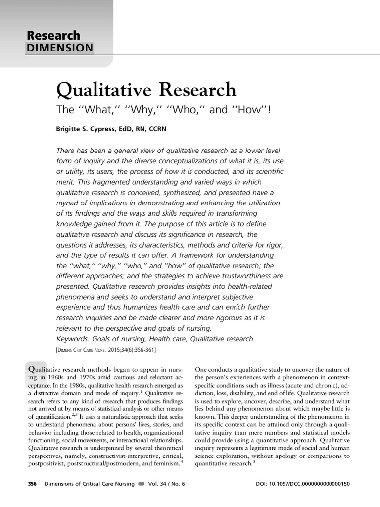 Qualitative Research The What, Why, Who, .9 | PDF | Qualitative ...