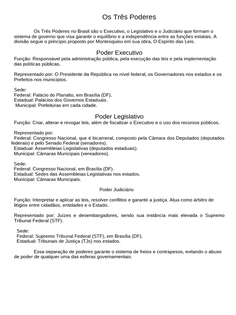 Os Três Poderes | PDF