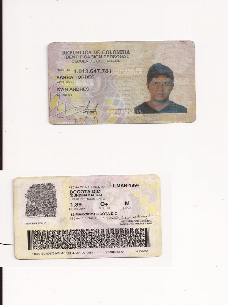 Cedula Ivan Parra AL 150 | PDF