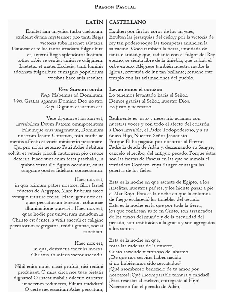 Pregón Pascual Latín Español | PDF | Pecado | Teología