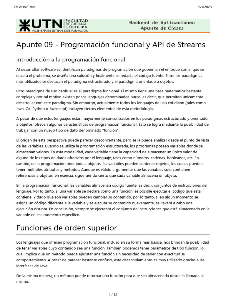 Apunte 09 - Programacion funcional y API de Streams | PDF | Lenguaje de programación ...